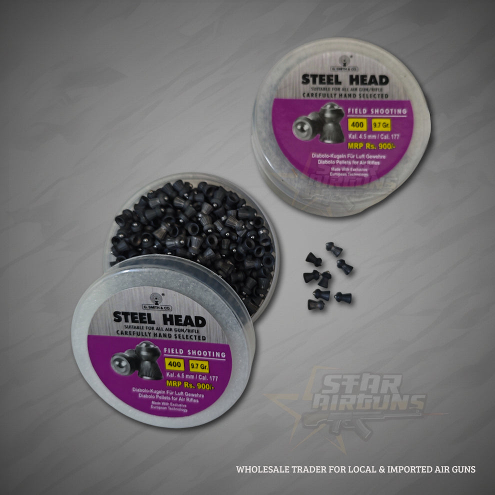 STEEL HEAD .177 Pellets –(9.7 gr, Pack of 400) – STAR AIR GUNS